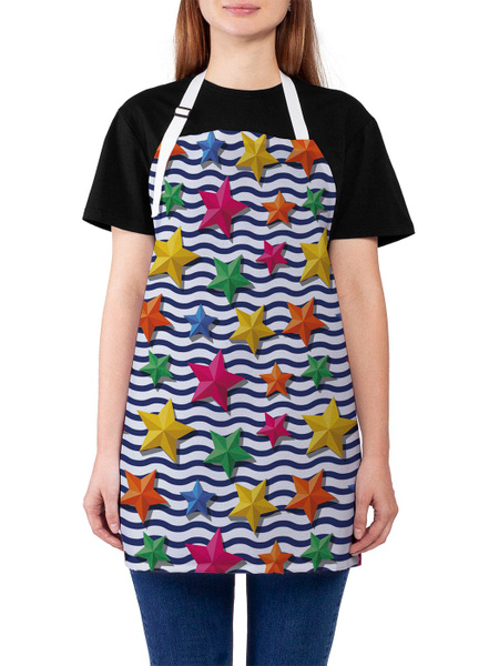 Фартук кухонный тканевый "Цветные морские звезды" 65х65х28 см, JoyArty купить на OZON по низкой ...