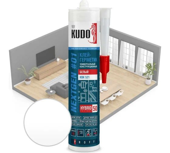 Универсальный клей-герметик на основе гибридных полимеров KUDO белый, 280 мл купить на OZON по ...