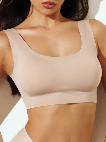 Бюстгальтер Женский OUNO, размер 75C, 80A бежевый Полиамид, Эластан Повседневный Съемные чашечки ...