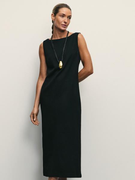 Платье Женский Zarina черный прямое Повседневный Без рукавов Полиэстер, Хлопок, размер 44 Молния ...