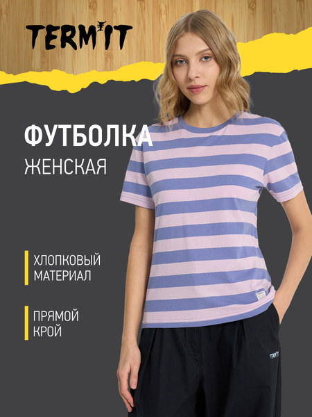 Футболка Женский Termit синий, размер 48 Хлопок Спортивный Бангладеш купить c доставкой на OZON ...