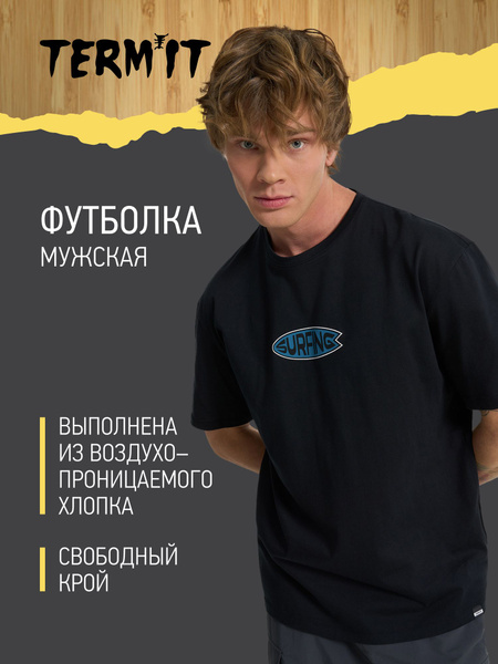 Футболка Мужской Termit черный, размер 48, 50 Хлопок Спортивный Бангладеш купить c доставкой на ...