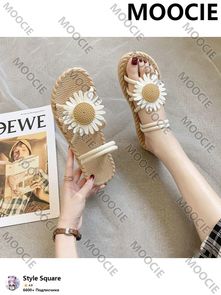 Сланцы Женский MOOCIE, размер 38, 39 ПВХ (поливинилхлорид) Открытый нос Без застёжки Аппликация ...