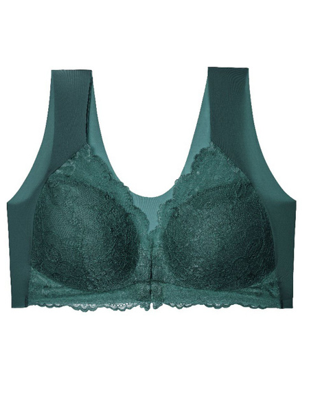 Бюстгальтер Женский мягкая чашка без каркаса, с застежкой спереди, размер 95A, 95B зеленый ...