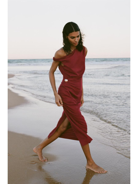 Платье Женский Zara бордовый Повседневный, размер 44, 46 дышащий материал купить c доставкой на ...