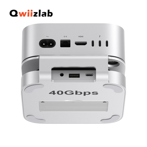 Qwiizlab Алюминиевая подставка-концентратор с корпусом USB4 40Gbps Thunderbolt SSD для Mac Mini ...