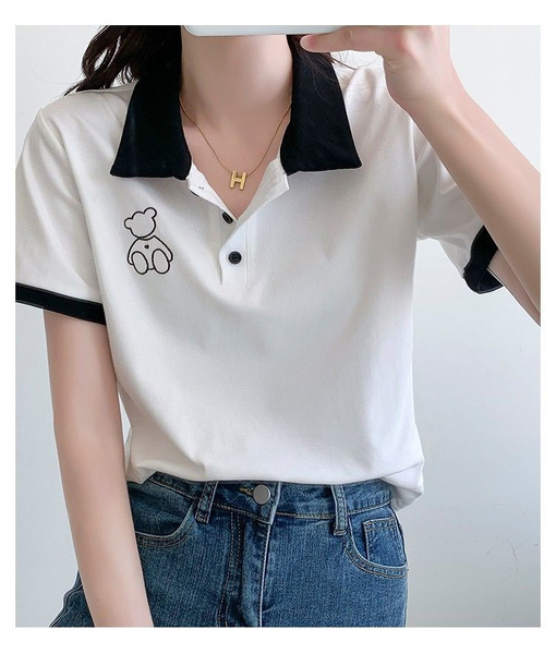 Поло Женский Miu Miu белый Короткий размер 48 Хлопок Орнамент облегающий Повседневный Китай