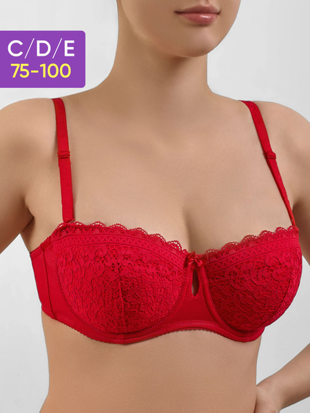 Бюстгальтер Женский Anfen на косточках, размер 90C красный Нейлон, Спандекс Вечерний/праздничный ...