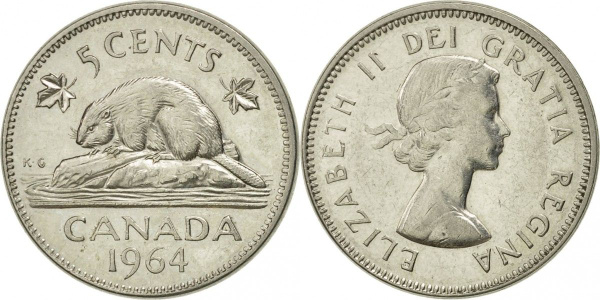 Канада 5 центов, 1963-1964 Королева Елизавета II XF купить на OZON по низкой цене (2160315231)