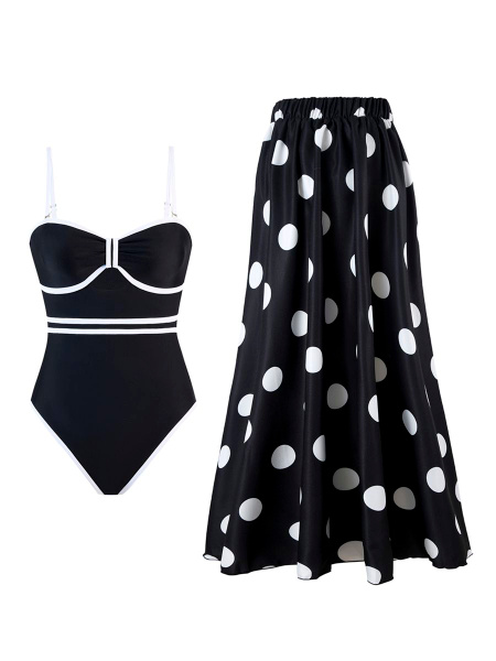 Купальник слитный Женский Simxinti приглушенно белый черный графит размер 42 44 Китай