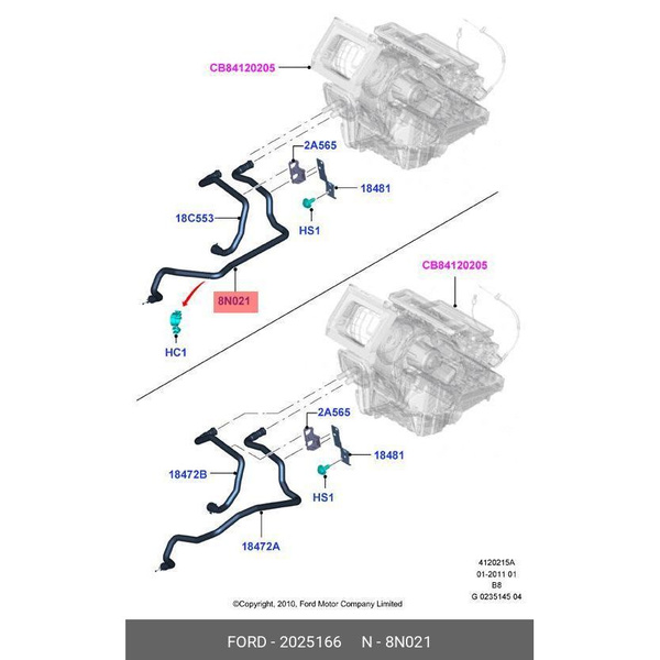 Патрубок отопителя! возвратный ford c-max/focus ii/iii 04> FORD 2025166 ...