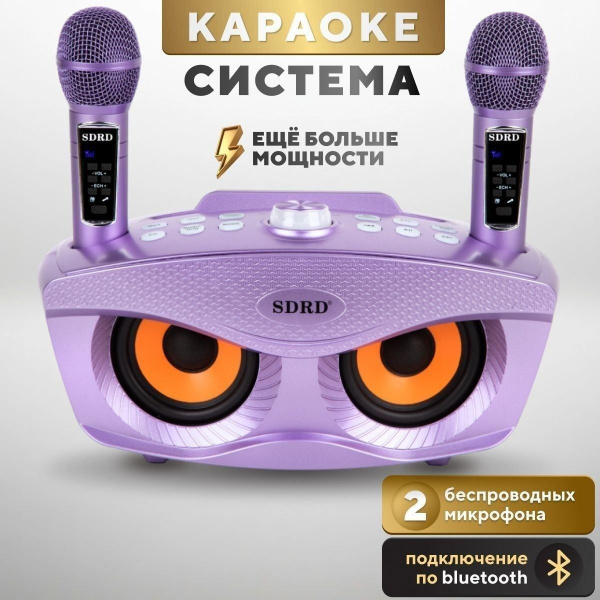 Караоке система беспроводная с двумя микрофонами для дома SDRD SD-306 Plus Фиолетовый купить на ...