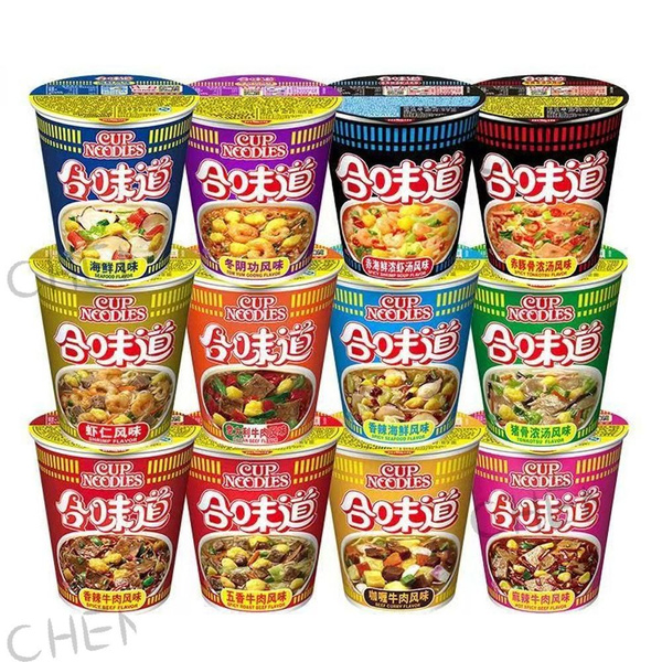 Лапша Nissin Наугад 12 разных вкусов, по 1 штуке на каждый, всего 12 штуки, произведенная в ...