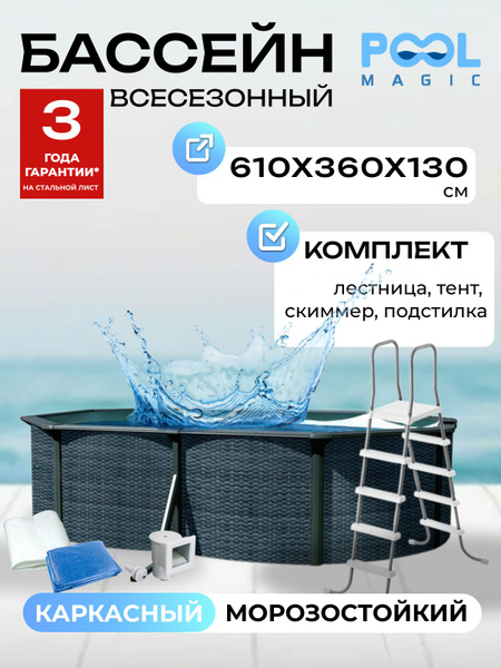 Бассейн Каркасный 610x360x Poolmagic целевая аудитория: Взрослая купить c доставкой на OZON по ...