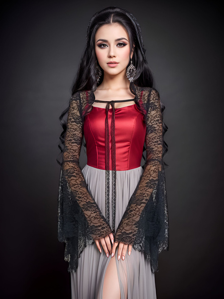 Болеро Женский Elness черный Кружево, размер 46 Лента Длинный купить c ...