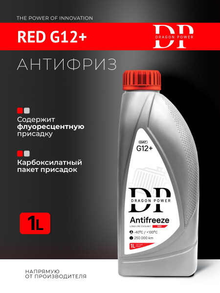 Карбоксилатный антифриз 1л, охлаждающая жидкость в авто, красный red G12+, готовый к применению ...