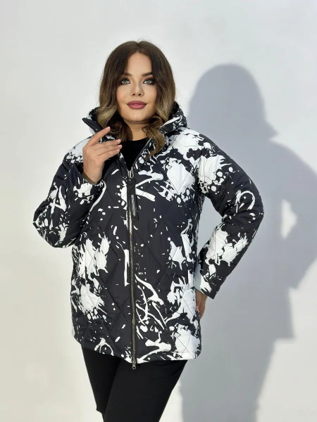 Куртка Женский Jyldyz Капюшон черный круглый Плащевка, размер 58 Демисезон оверсайз Синтепон ...