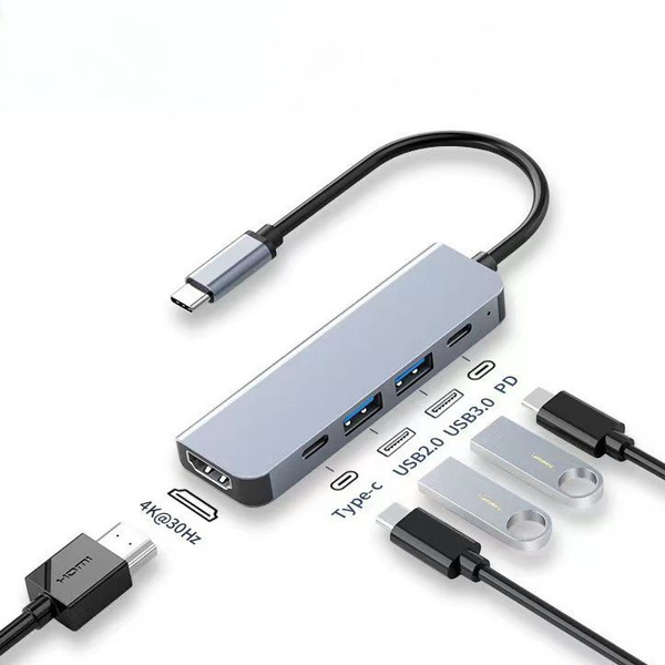 Характеристики USB-хаб Type-C HUB 6 портов с HDMI, USB 3.0, USB 2.0, Type-C PD, MicroSD, SD ...