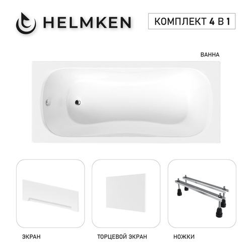 Отзывы на Ванна акриловая 170х70 Helmken Edelva комплект 4 в 1: прямоугольная ванна, ножки ...