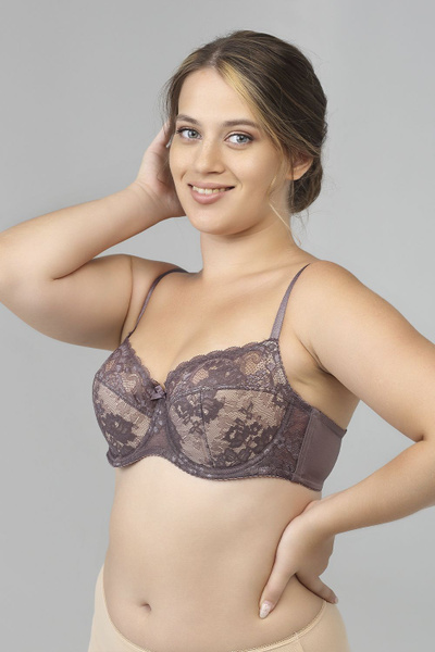 Бюстгальтер Женский Milavitsa классическая чашка, размер 90D коричневый Полиамид, Хлопок ...