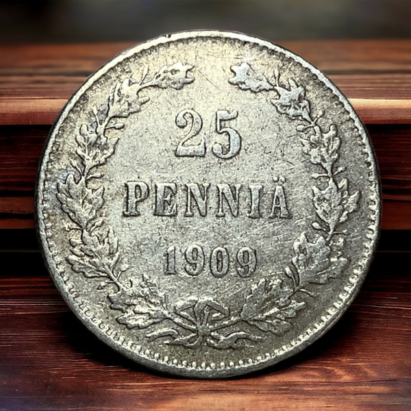 Монета Российской Империи Финляндия 25 пенни 1909 года, L. Николай II. Серебро купить на OZON по ...
