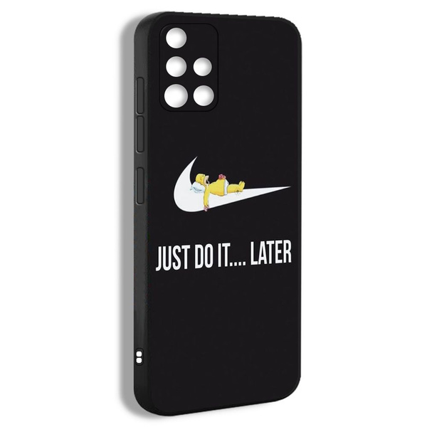 чехол на Samsung Galaxy A51 4G NIKE Логотип найк неон Красочный Чёрная ...