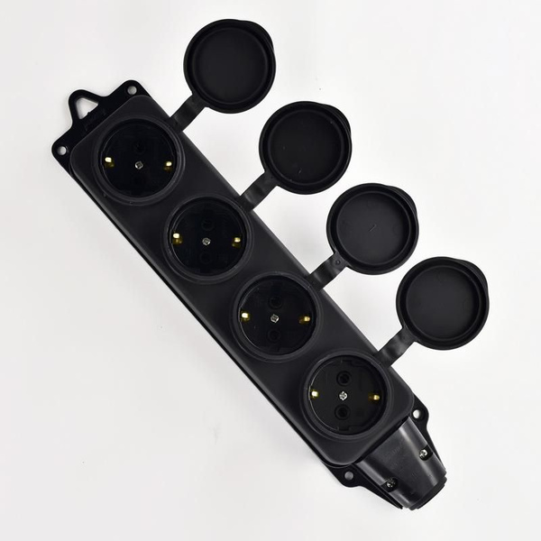 Розетка наружной установки 4-местная с заглушками 2Р+РЕ 1х16А 220-240V ...