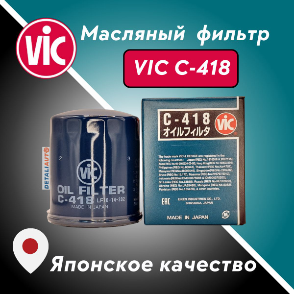 Характеристики Фильтр масляный VIC C418 подробное описание товара ...