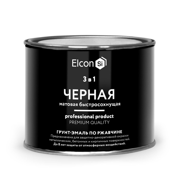 Грунт-эмаль Elcon 00-00462294 Быстросохнущая, Матовое покрытие, черный - купить в интернет ...