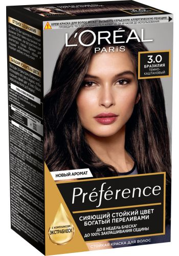 L'Oreal Paris Краска для волос Preference, 3.0 Бразилия, темно ...