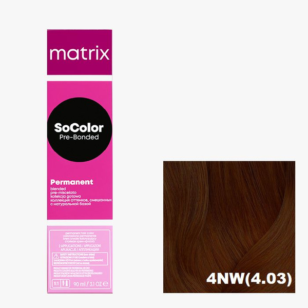 Краска для волос, 4NW (4.03), MATRIX, SoColor Pre-Bonded, 90 мл ...