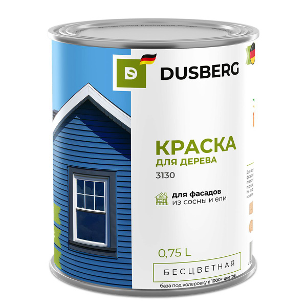 Краска DUSBERG для дерева для наружных работ Гладкая, Масляная, Матовое ...