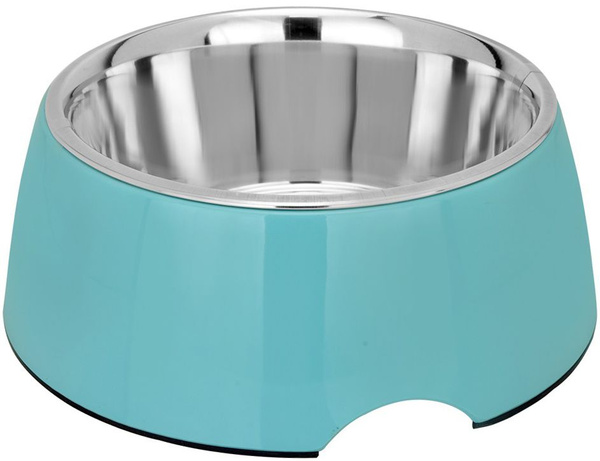 Зооник Миска Melamine для собак и кошек, металлическая, голубая, 400 мл ...