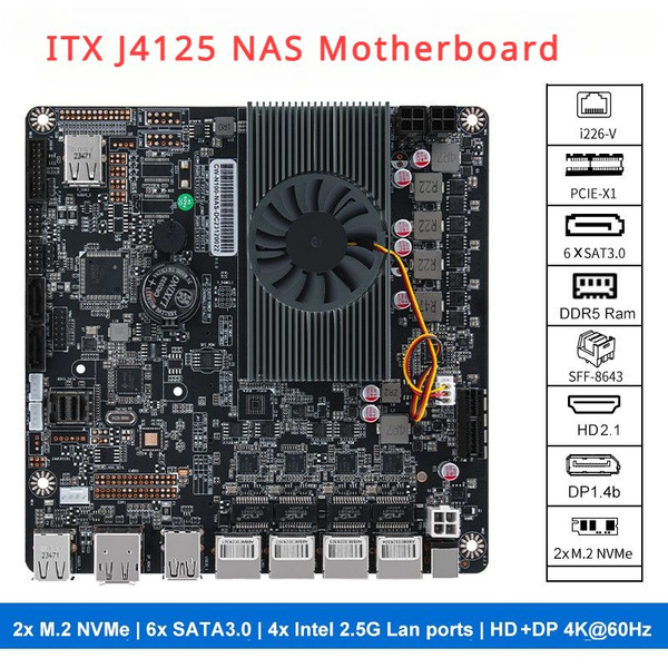 Материнская плата SZBOX ITX J4125 NAS Motherboard купить по низкой цене с доставкой и отзывами в ...