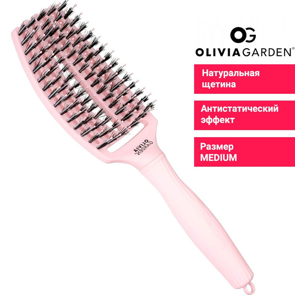 Olivia Garden Щетка для волос Fingerbrush Care Iconic Boar&Nylon Pastel ...