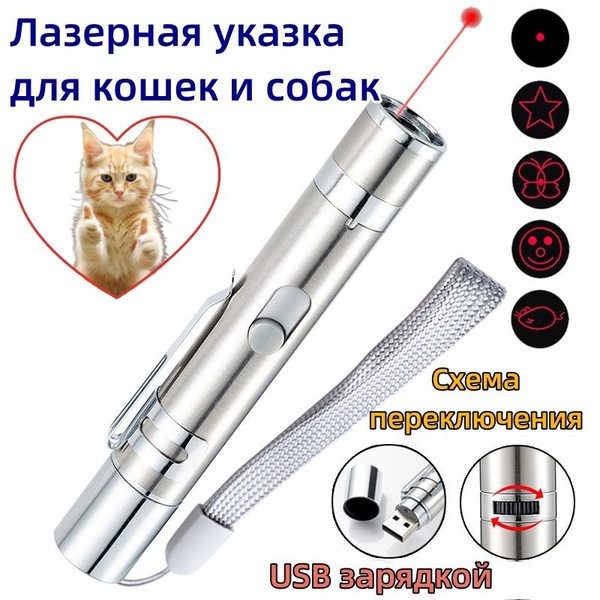 Лазерная указка для кошек и собак, с USB зарядкой купить на OZON по ...