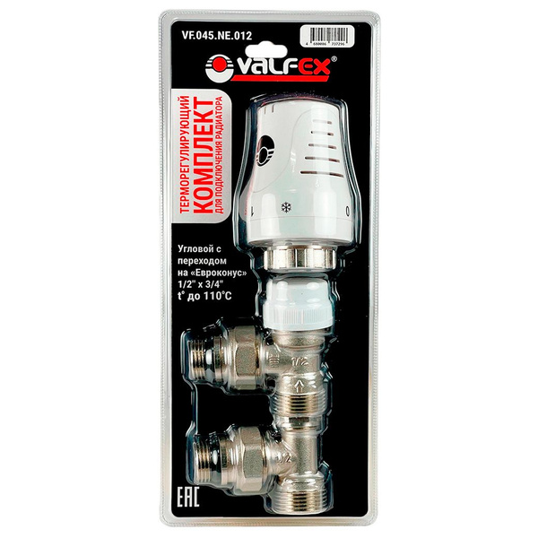 Комплект терморегулирующий угловой Valfex 1/2x3/4 евроконус - купить в интернет-магазине OZON по ...