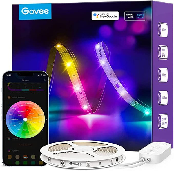 Cветодиодная лента RGB Govee RGBIC Basic Wi-Fi + Bluetooth LED Strip Lights, умная LED подсветка ...