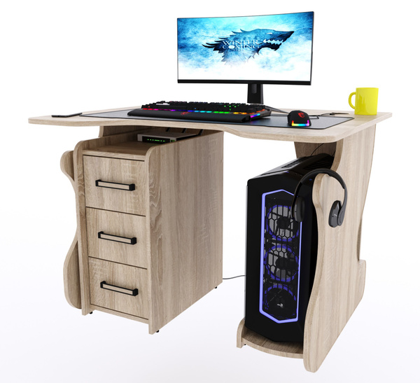 Игровой компьютерный стол Stalkermebel Даги с тумбой, 100х80х75 см ...