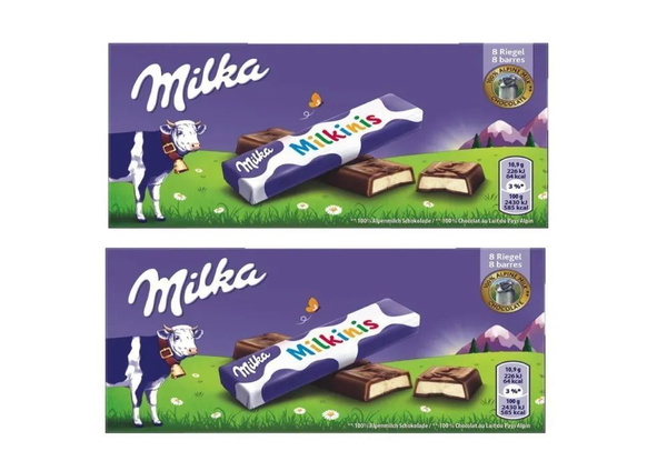 Шоколад молочный порционный Милка Милкинис (Milka Milkinis), 2 шт * 87 ...