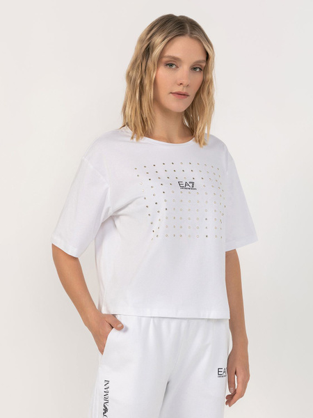 Футболка EA7, размер 44, 46, цвет белый, 95% Хлопок, 5% Эластан - купить по выгодной цене в ...