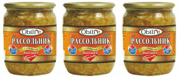 Obilie Суп Рассольник с овощами, 520 г, 3 шт - купить с доставкой по ...