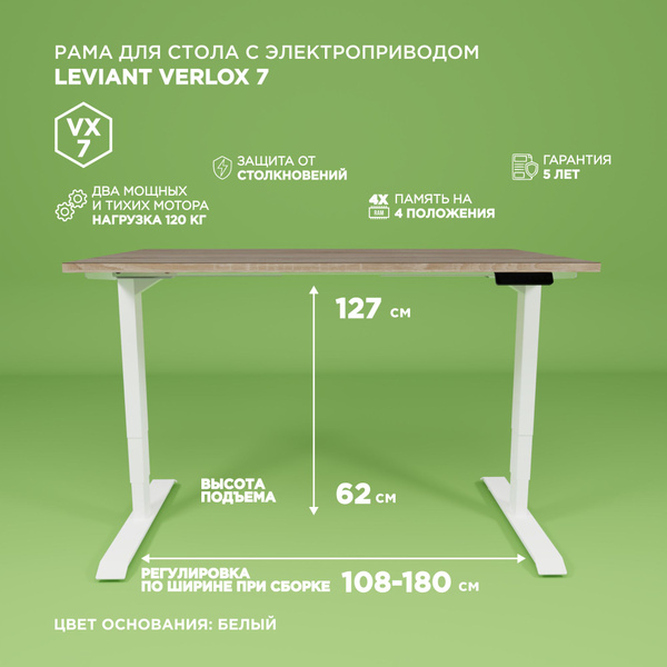 Рама для стола с электроприводом регулируемое VELROX 7 белое - купить с доставкой по выгодным ...