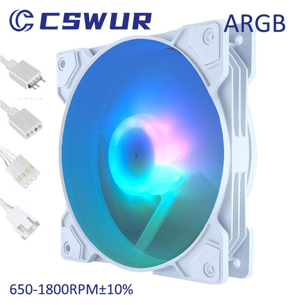 Вентилятор 120 мм с подсветкой ARGB 5V 3PIN, для охлаждения компьютера ...