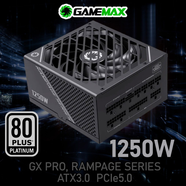Блок питания ATX 1250W GameMax GX-1250 PRO Black ATX3.0 PCIe5.0 (Черный 1250W Platinum 120мм 20 ...