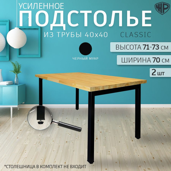 Ножки для стола Classic 71х70 см. Опора мебельная регулируемая черная ...