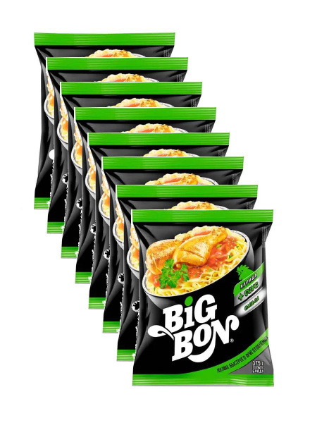 Лапша быстрого приготовления BIGBON курица с соусом Сальса, 75 г х 8 шт - купить с доставкой по ...