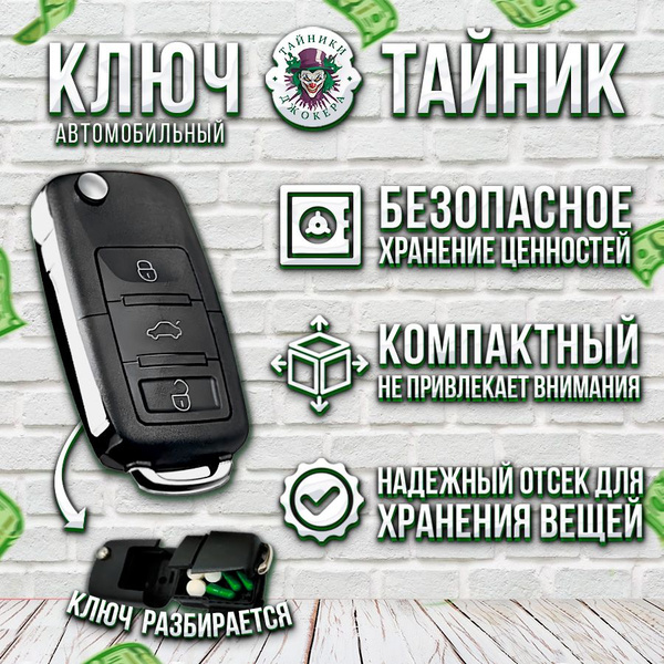 Автомобильный ключ тайник/ Ключ с секретом/ Тайник Джокера - купить с ...
