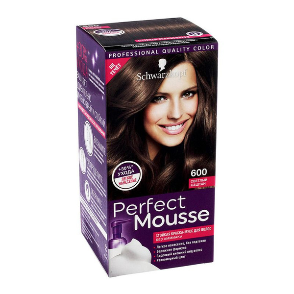 Perfect Mousse Краска-мусс для волос 600 Светлый каштан, 92,5 мл ...