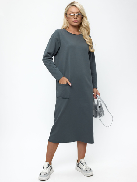 Платье Женский Ailuj графит, темно-серый прямое Повседневный Длинный ...